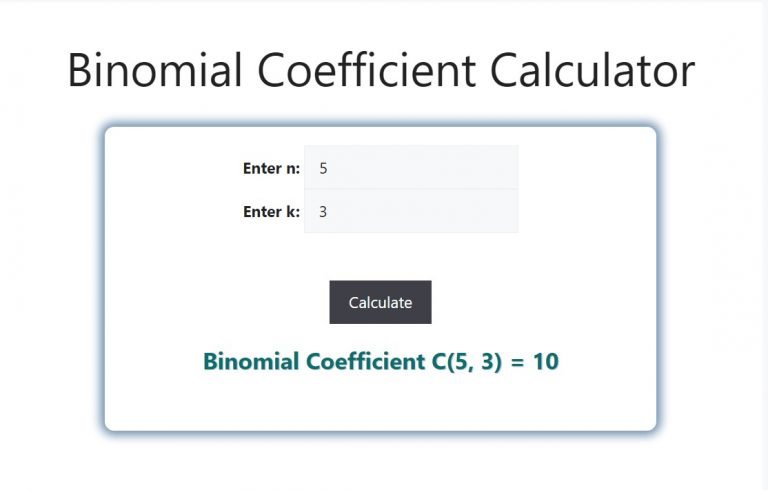 Binomial Coefficient Calculator - Savvy Calculator