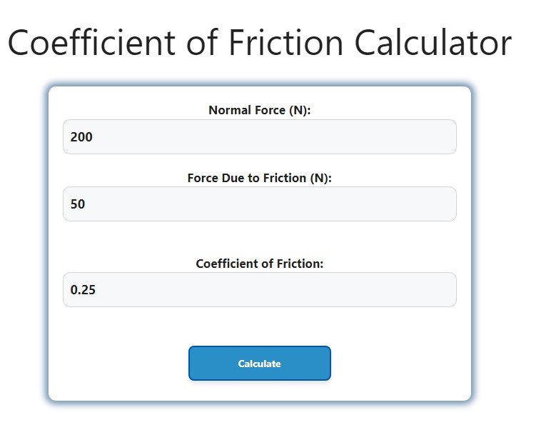 Coefficient of Friction Calculator - Savvy Calculator