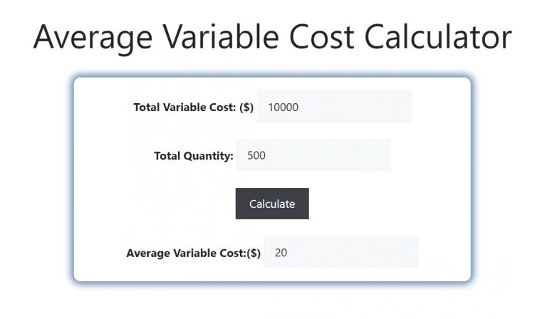 Average Variable Cost Calculator - Savvy Calculator Average Variable Cost Calculator - Savvy Calculator
