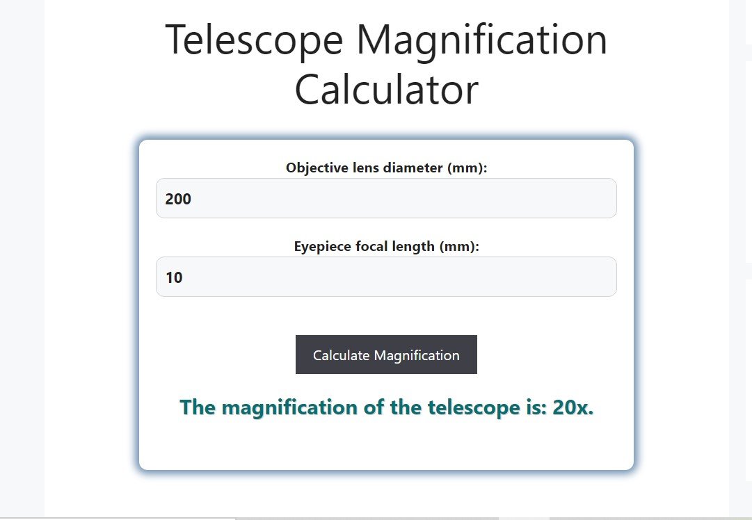Telescope Magnification Calculator - Savvy Calculator