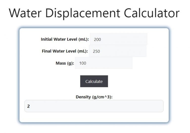 Water Displacement Calculator - Savvy Calculator
