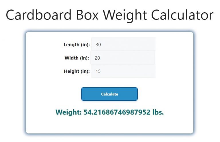 Cardboard Box Weight Calculator - Savvy Calculator