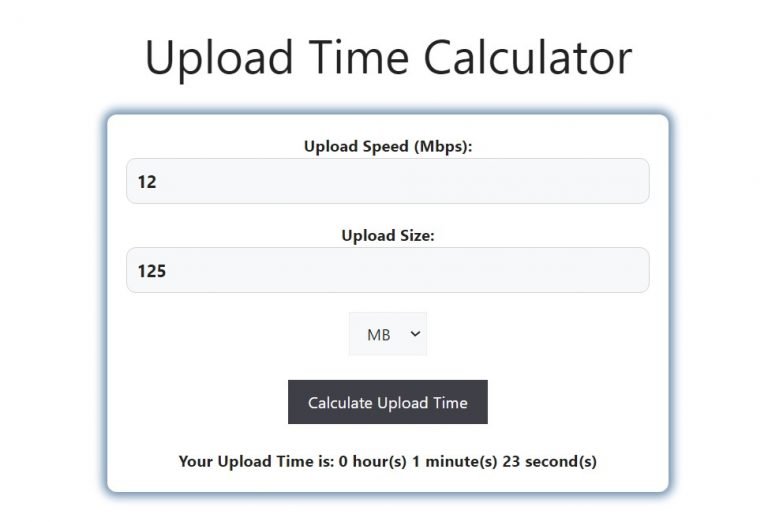 Upload Time Calculator - Savvy Calculator