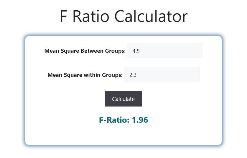 F Ratio Calculator - Savvy Calculator
