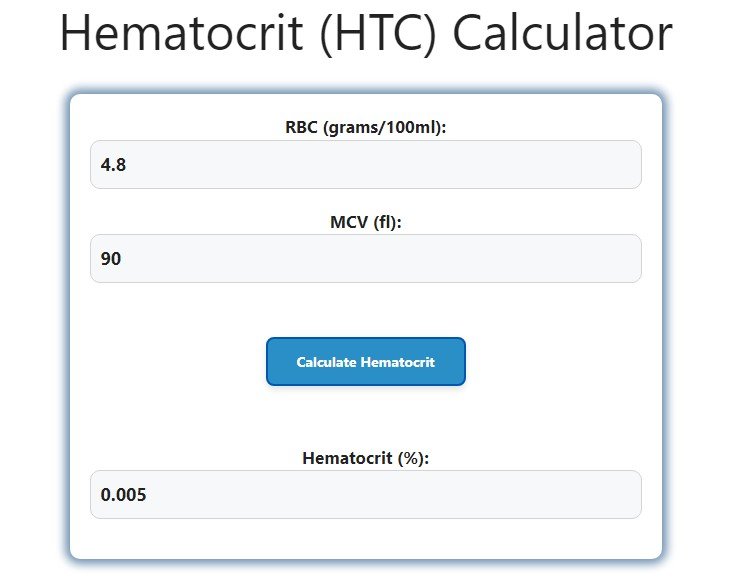 Hematocrit (HTC) Calculator - Savvy Calculator