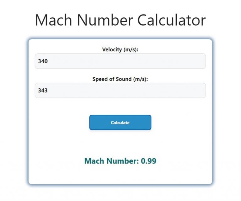 Mach Number Calculator - Savvy Calculator