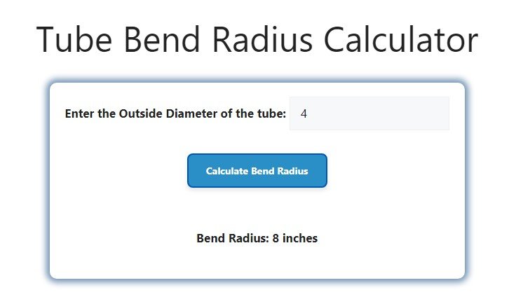 Tube Bend Radius Calculator - Savvy Calculator