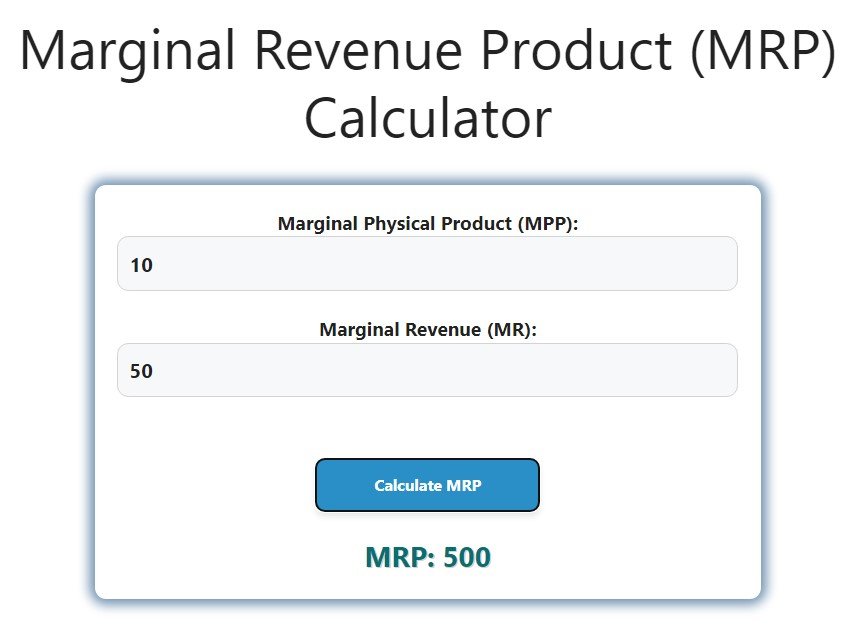 Marginal Revenue Product (MRP) Calculator - Savvy Calculator