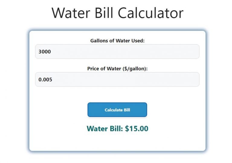 Water Bill Calculator - Savvy Calculator