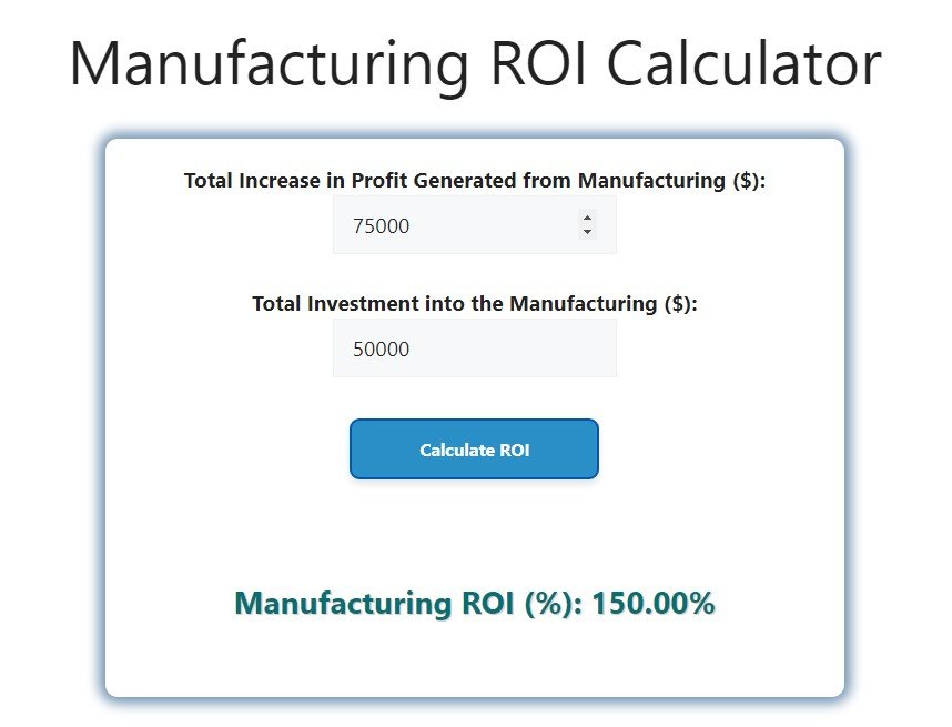 Manufacturing ROI Calculator - Savvy Calculator