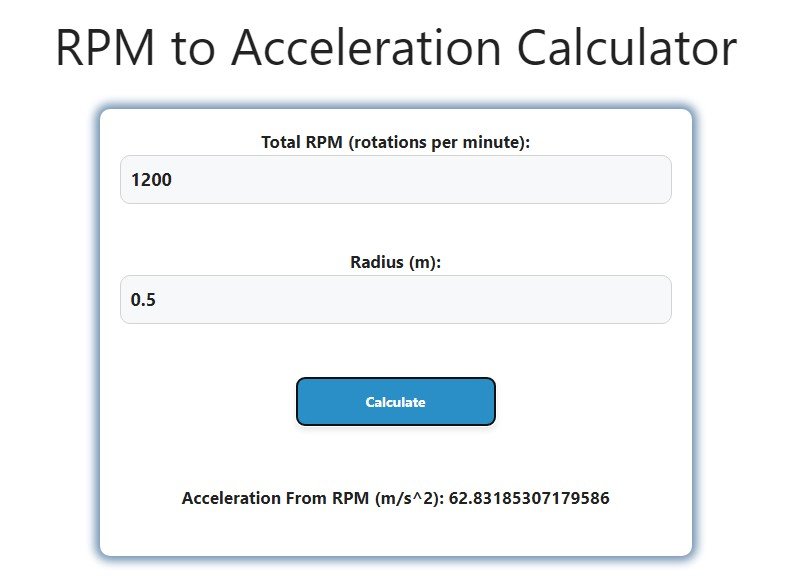 RPM to Acceleration Calculator - Savvy Calculator