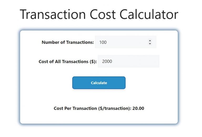 Transaction Cost Calculator - Savvy Calculator