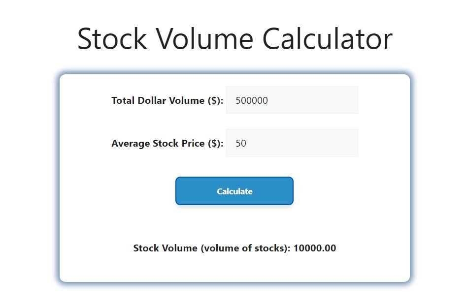 Stock Volume Calculator - Savvy Calculator