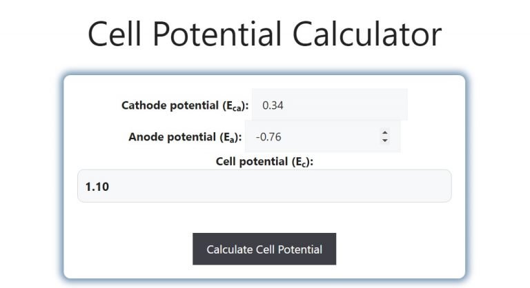 Cell Potential Calculator - Savvy Calculator