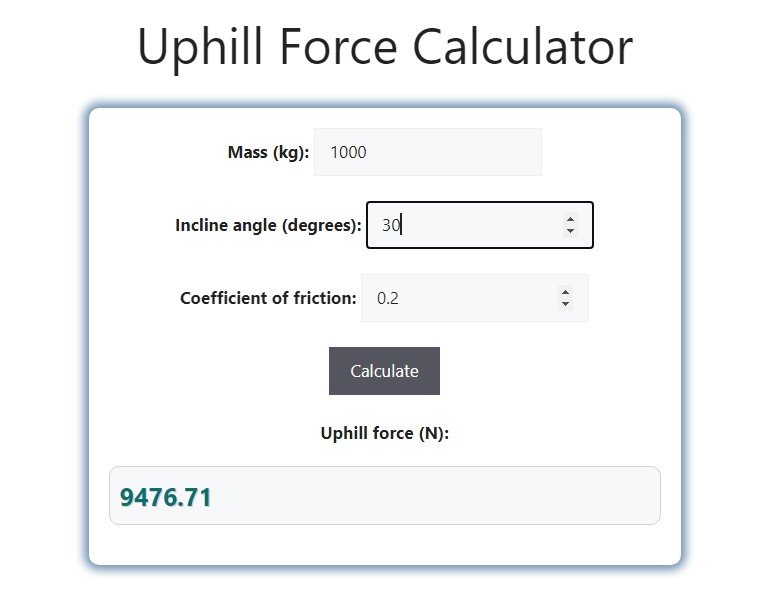 Uphill Force Calculator - Savvy Calculator