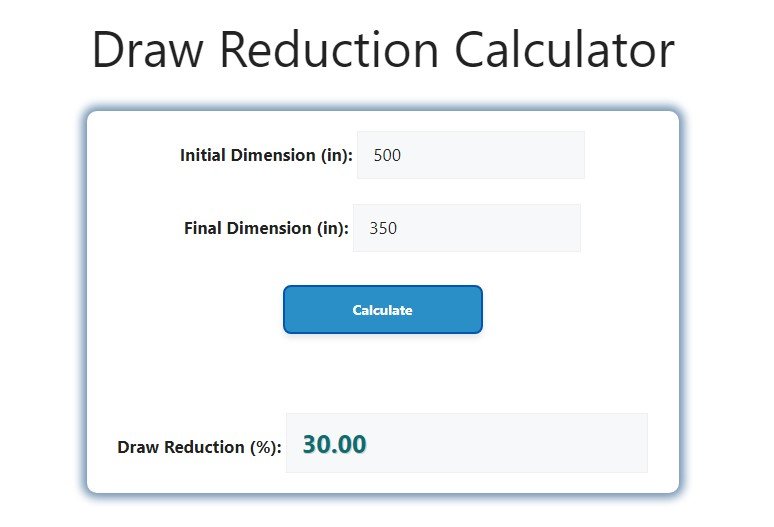 Draw Reduction Calculator - Savvy Calculator