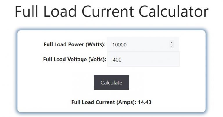 Full Load Current Calculator - Savvy Calculator
