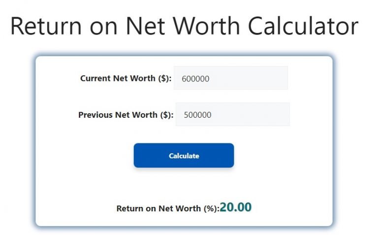 Return on Net Worth Calculator - Savvy Calculator