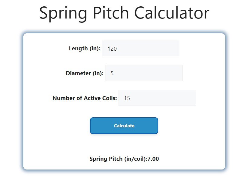 Spring Pitch Calculator - Savvy Calculator