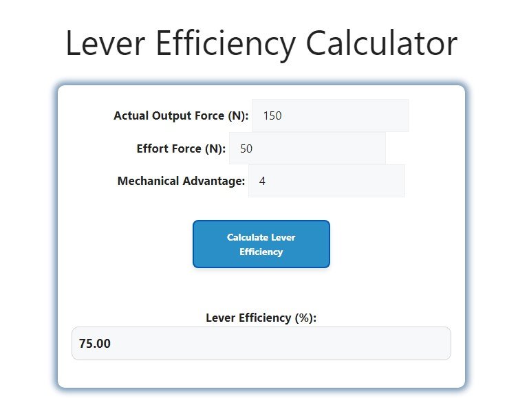 Lever Efficiency Calculator - Savvy Calculator