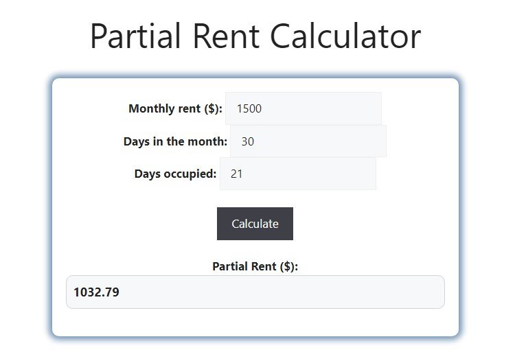 Partial Rent Calculator - Savvy Calculator