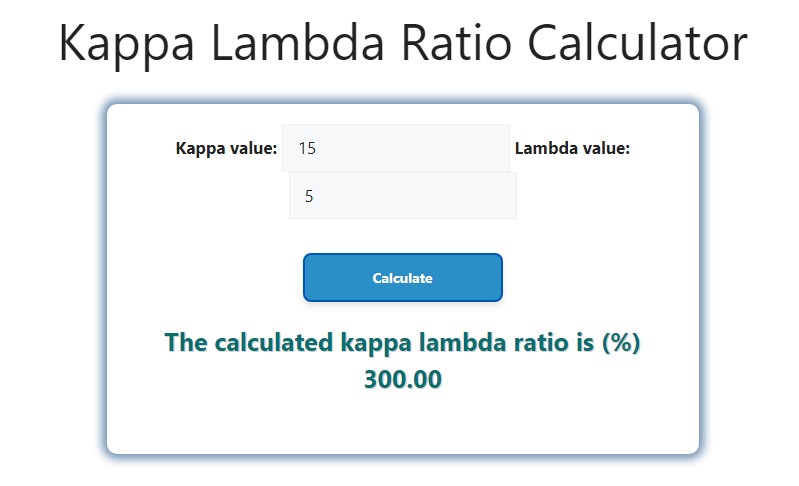 Kappa Lambda Ratio Calculator Savvy Calculator