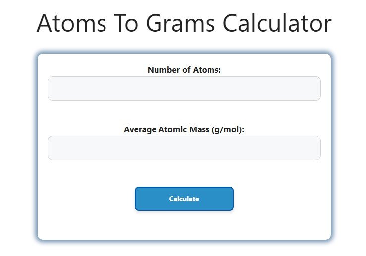 Atoms To Grams Calculator - Savvy Calculator