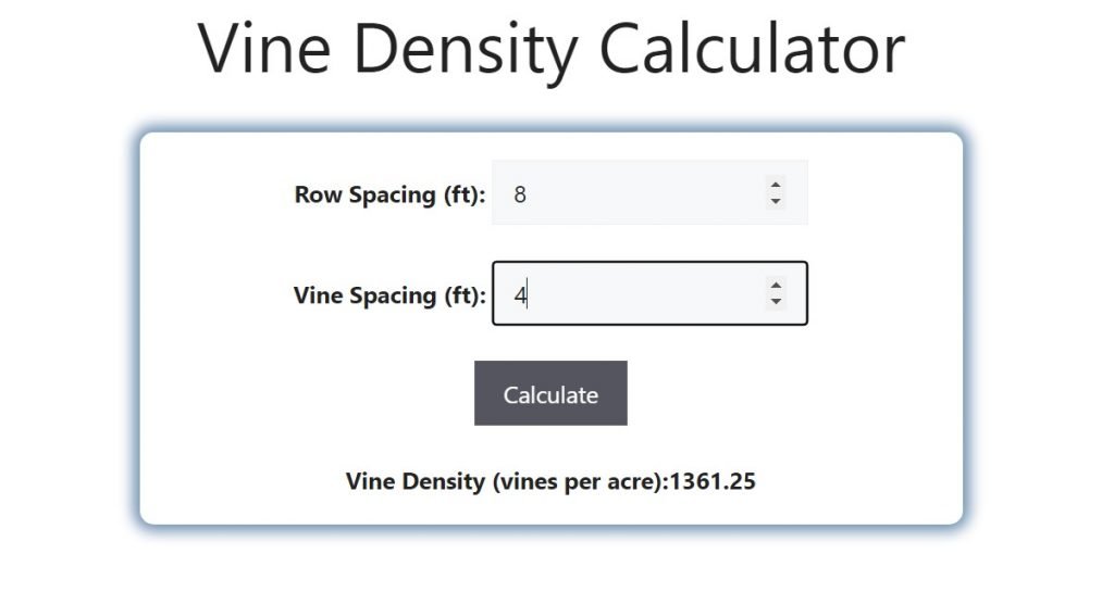 Vine Density Calculator - Savvy Calculator