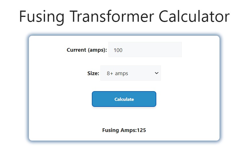 Fusing Transformer Calculator - Savvy Calculator Fusing Transformer Calculator - Savvy Calculator