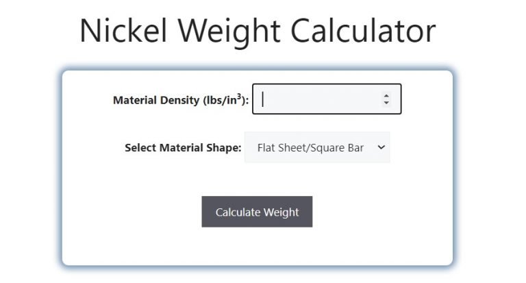 Nickel Weight Calculator - Savvy Calculator