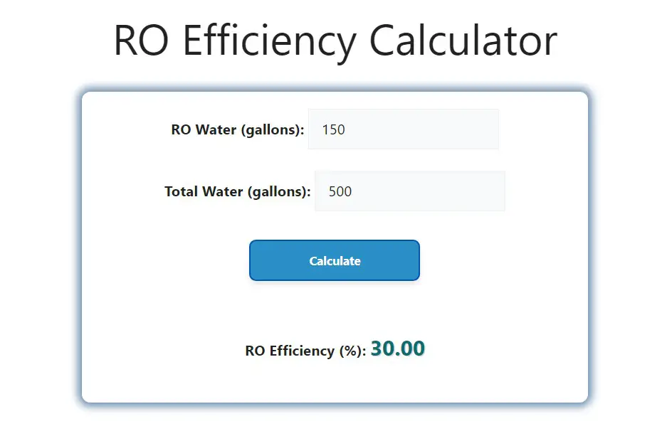 RO Efficiency Calculator - Savvy Calculator RO Efficiency Calculator - Savvy Calculator