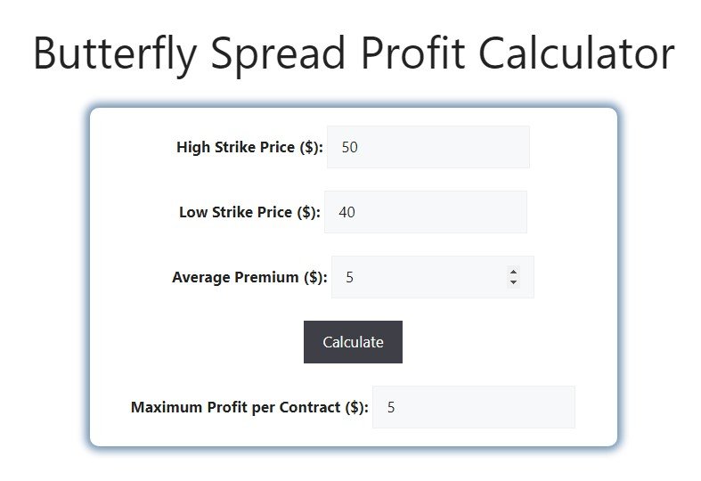 Butterfly Spread Profit Calculator - Savvy Calculator