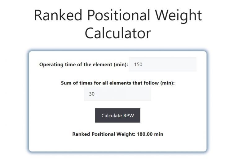 Ranked Positional Weight Calculator - Savvy Calculator