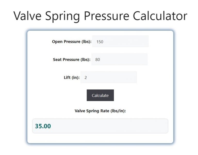 Valve Spring Pressure Calculator - Savvy Calculator