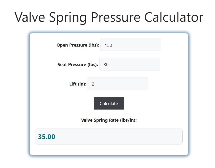 Valve Spring Pressure Calculator - Savvy Calculator