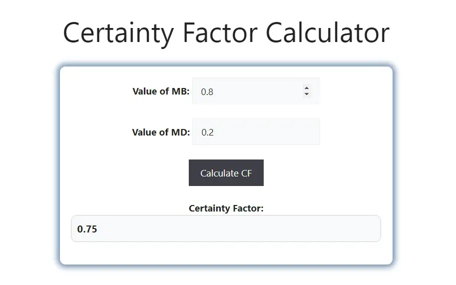 Certainty Factor Calculator - Savvy Calculator Certainty Factor Calculator - Savvy Calculator