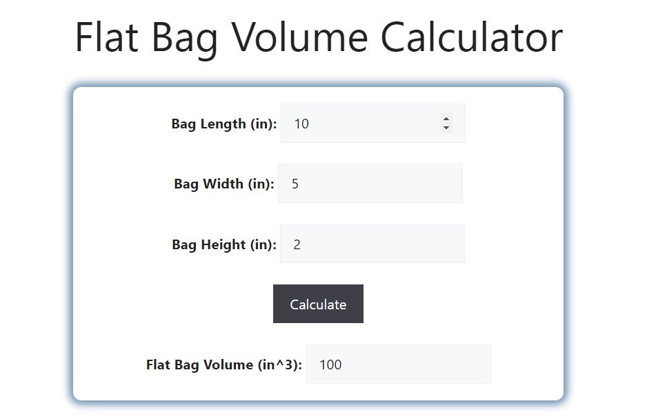Flat Bag Volume Calculator - Savvy Calculator