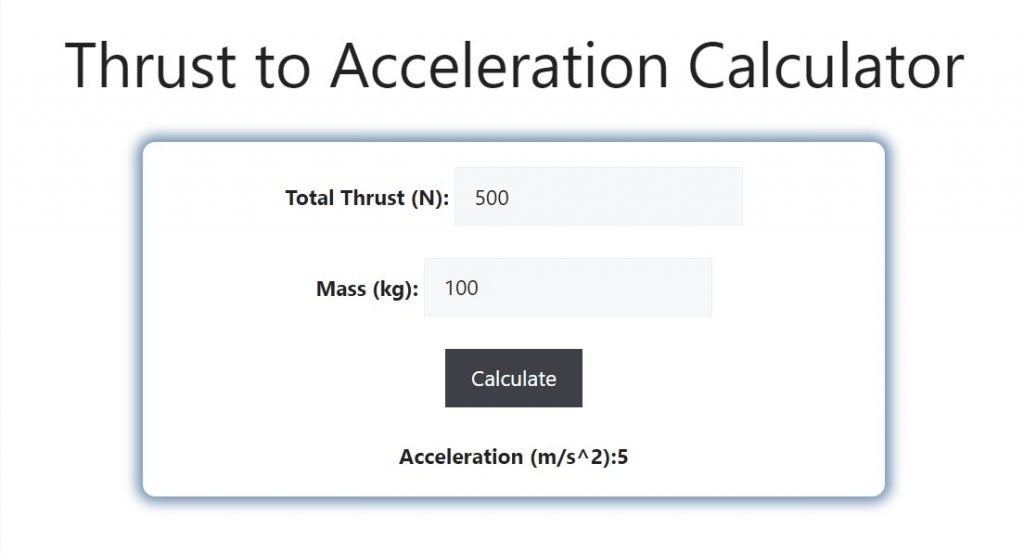 Thrust to Acceleration Calculator - Savvy Calculator