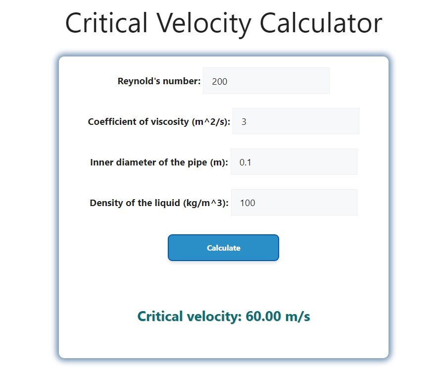 Critical Velocity Calculator - Savvy Calculator