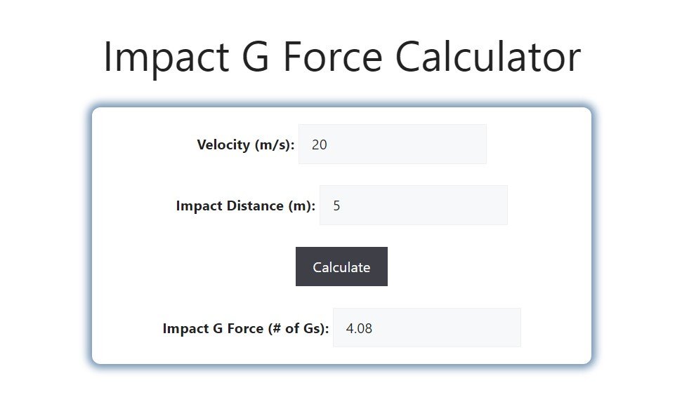 Impact G Force Calculator - Savvy Calculator