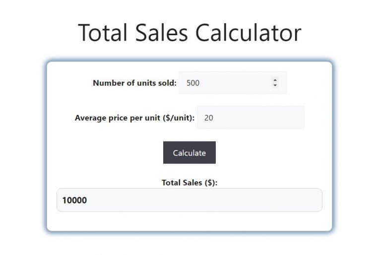 Total Sales Calculator - Savvy Calculator
