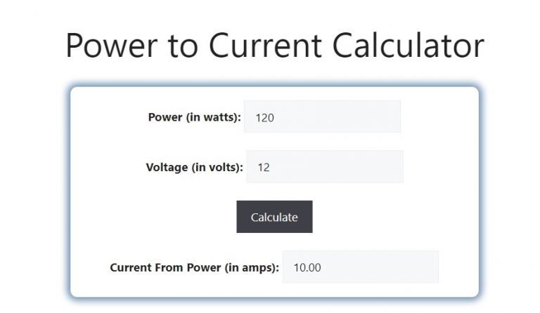 Power to Current Calculator - Savvy Calculator