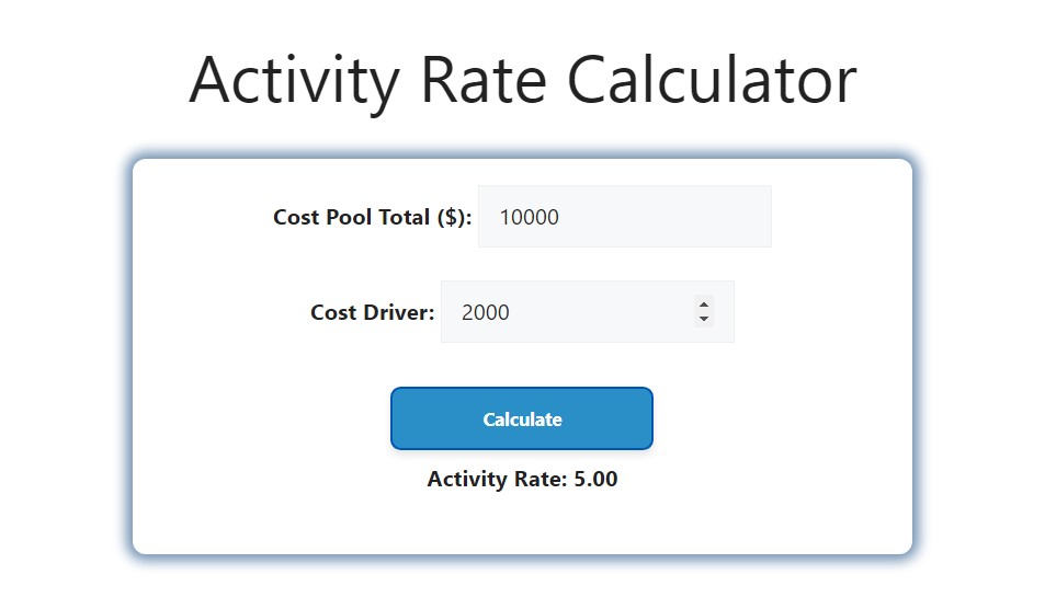 Activity Rate Calculator - Savvy Calculator Activity Rate Calculator - Savvy Calculator