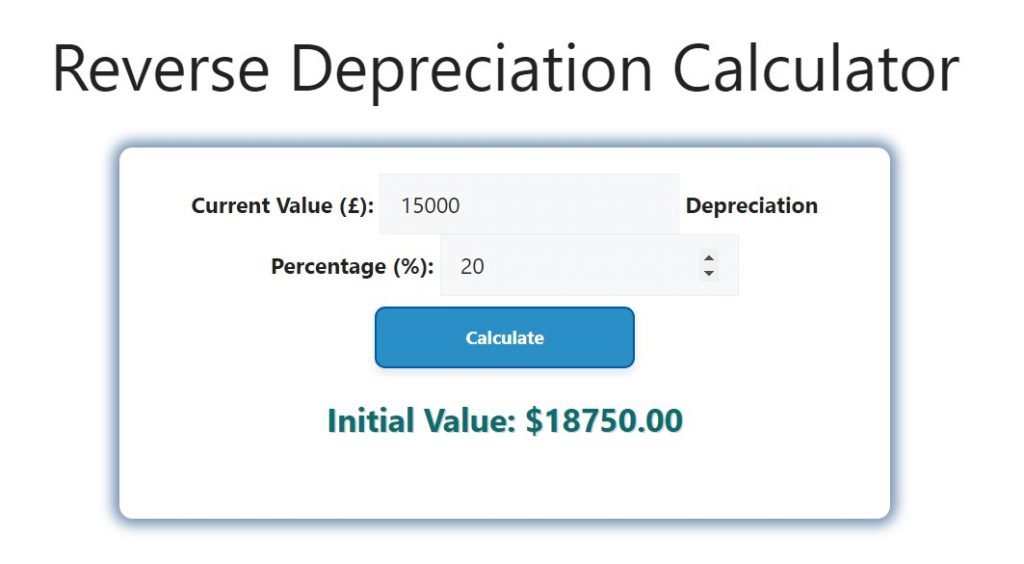 Reverse Depreciation Calculator - Savvy Calculator