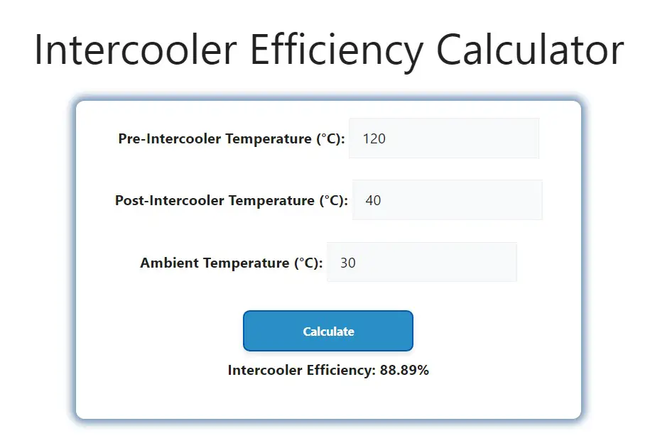 Intercooler Efficiency Calculator - Savvy Calculator Intercooler Efficiency Calculator - Savvy Calculator
