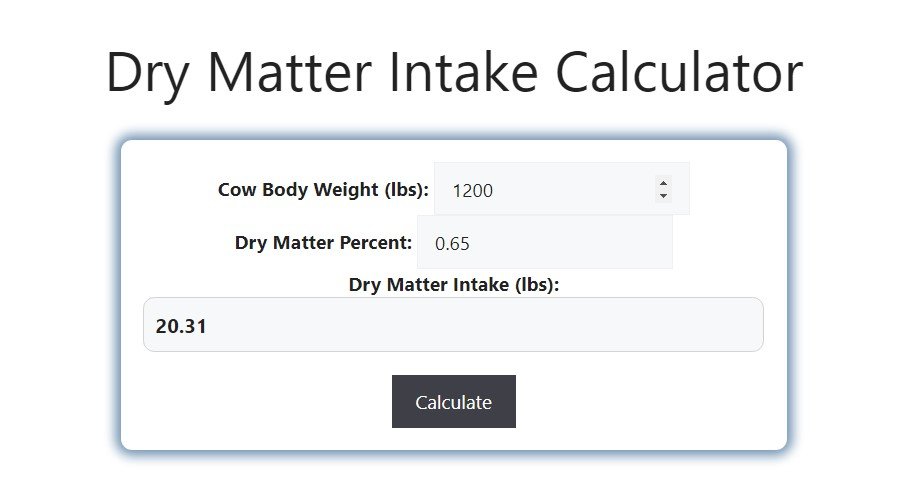 Dry Matter Intake Calculator - Savvy Calculator