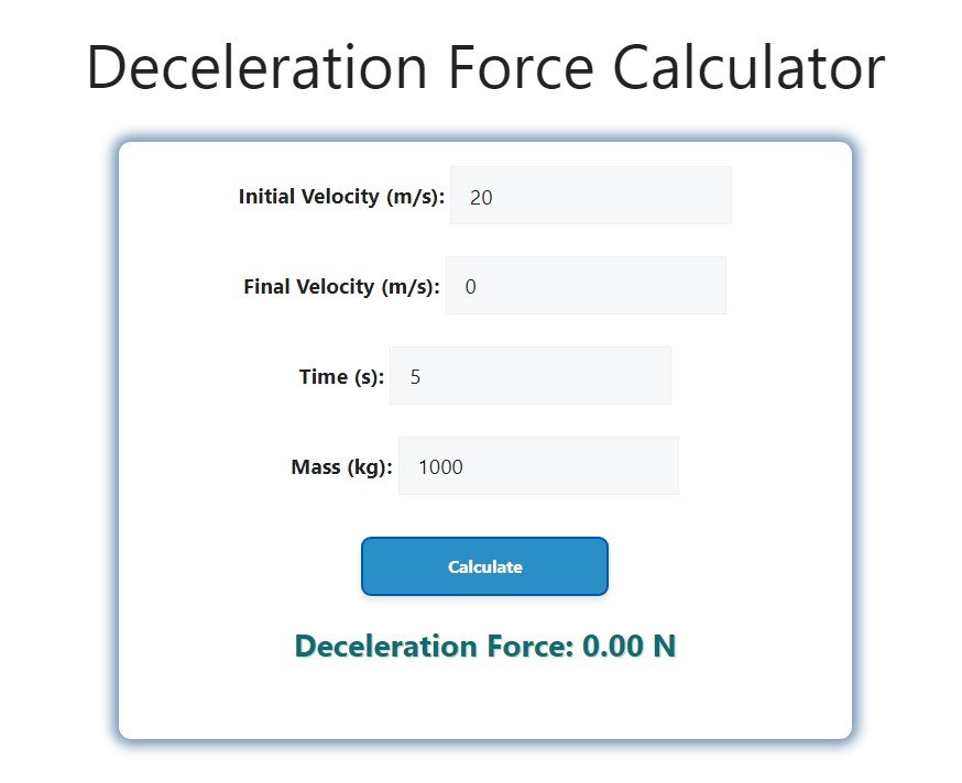 Deceleration Force Calculator - Savvy Calculator