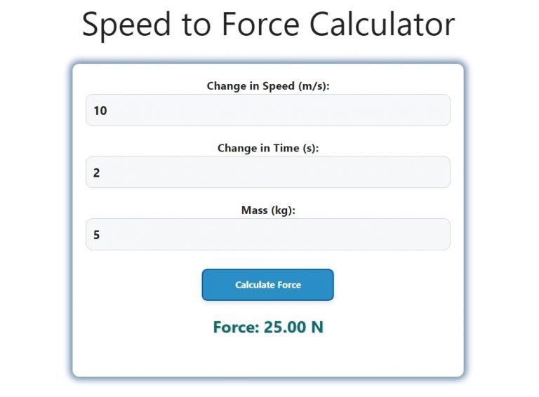 Speed to Force Calculator - Savvy Calculator