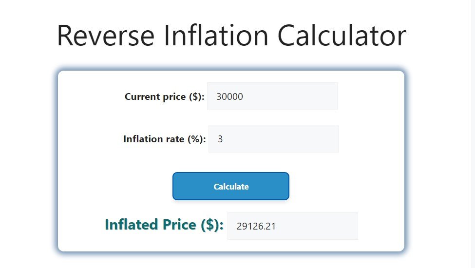 Reverse Inflation Calculator - Savvy Calculator