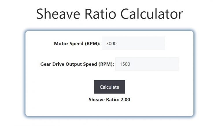 Sheave Ratio Calculator - Savvy Calculator